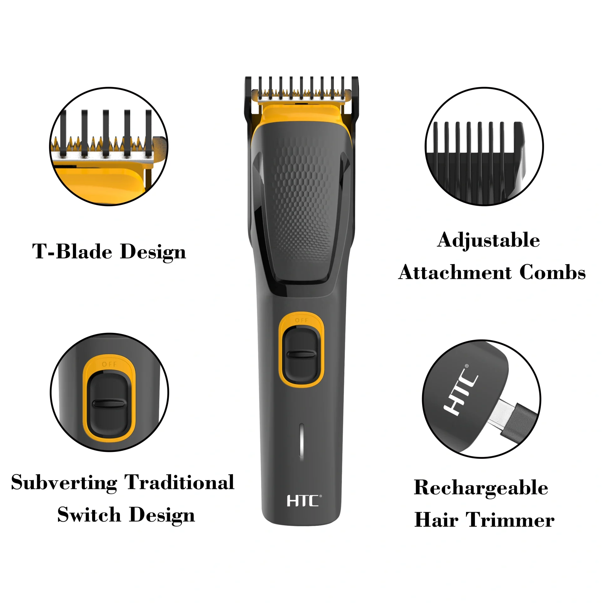 HTC AT-509 Rechargeable Hair and Beard Trimmer for Men - Liliputshop